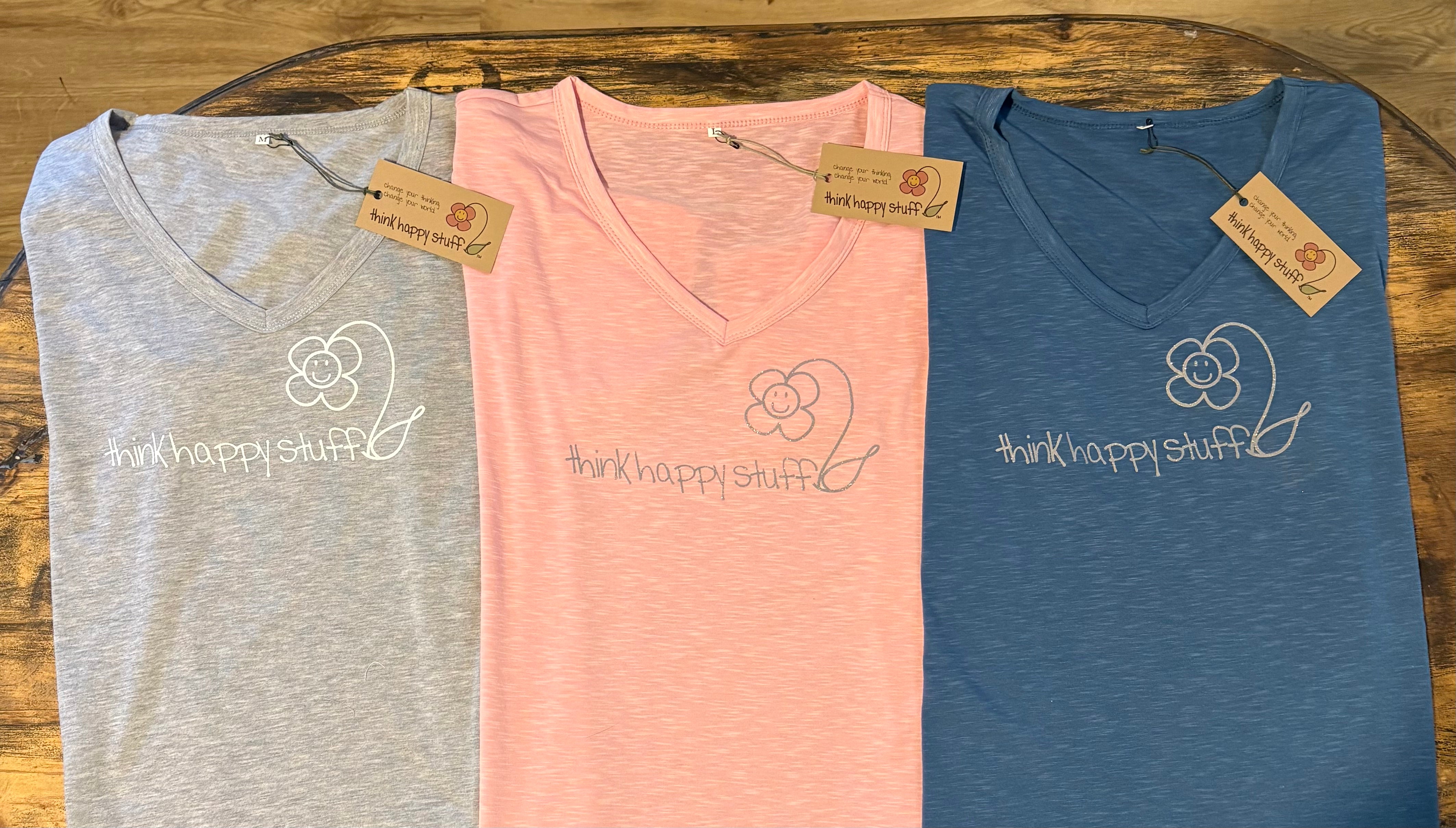 t-shirt - white logo – think happy stuff