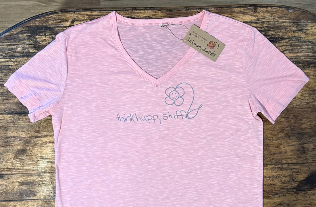 t-shirt - white logo – think happy stuff
